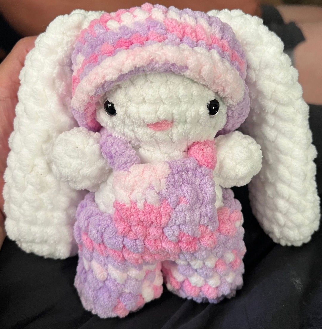 Handmade Crochet Bunny Plushie: Soft Polyester Yarn Stuffed Toy - Etsy