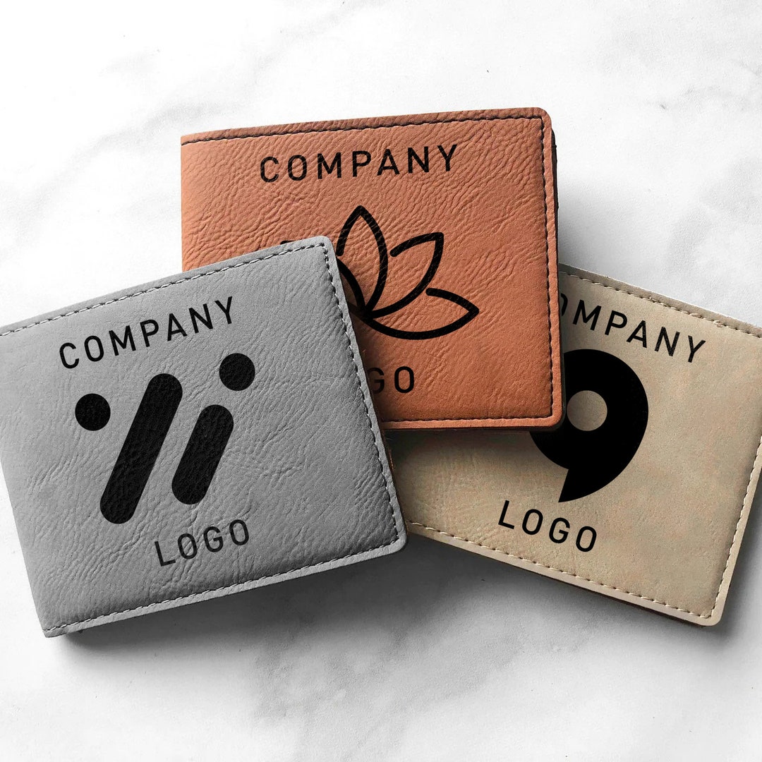 Company Logo Leather Wallet, Mens Wallet, Custom Logo Wallet, Business ...