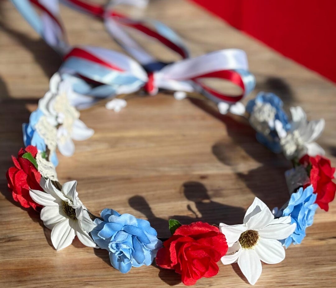 Fourth of July, Patriotic Silk Flower Crown - Etsy