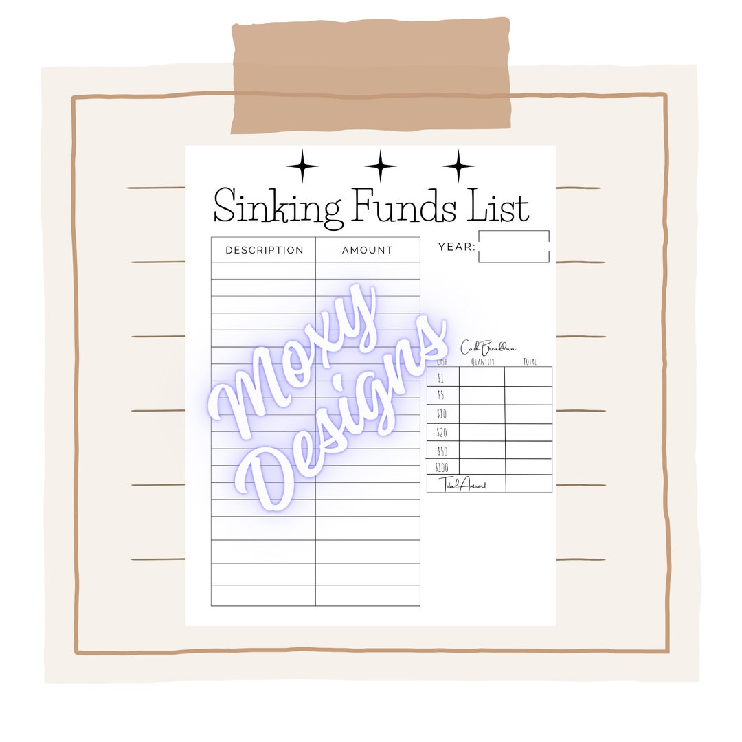 Sinking Funds List , DIGITAL DOWNLOAD, Printable PDF - Sinking Funds ...
