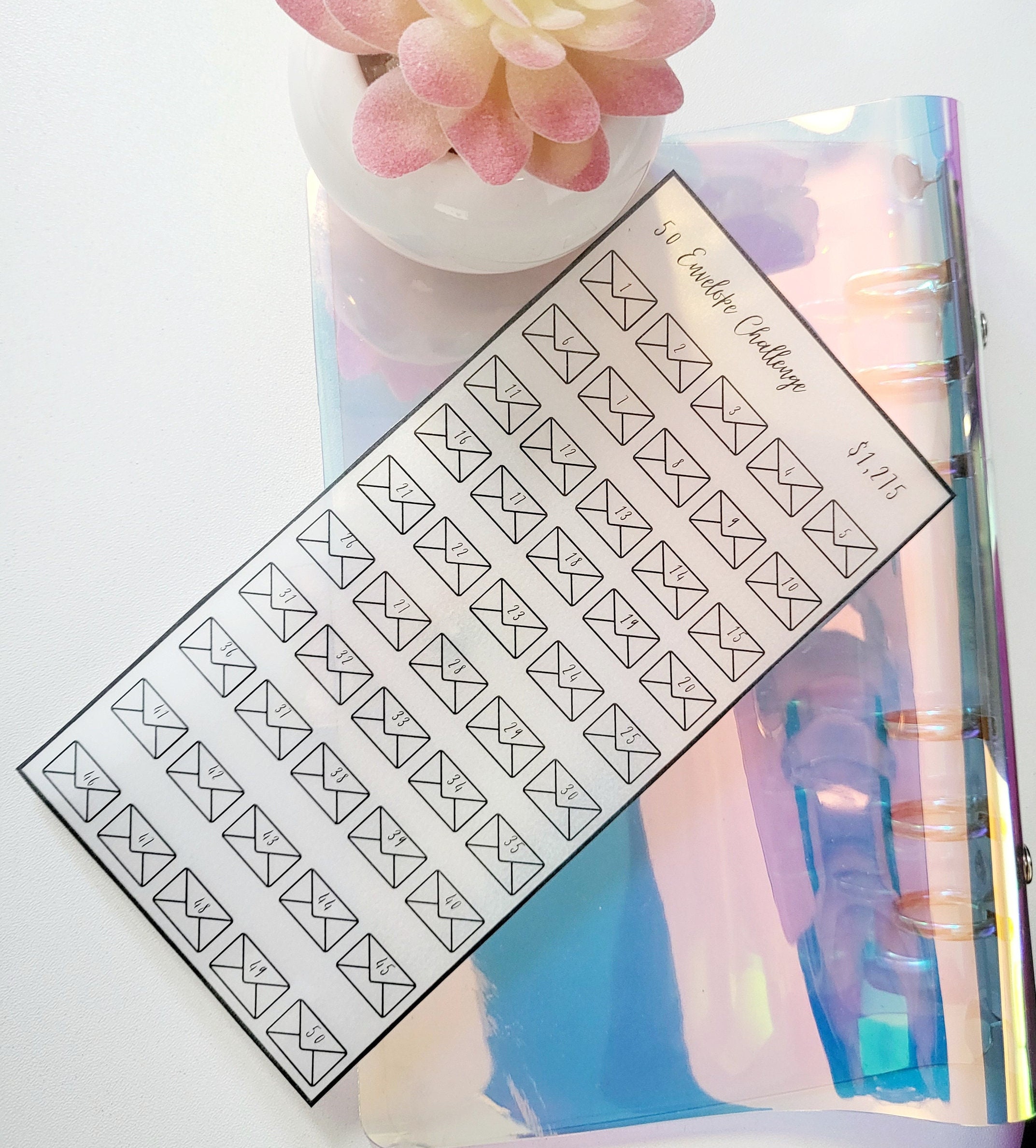 Matte Vellum 50 Envelope Laminated Savings Challenge - Etsy