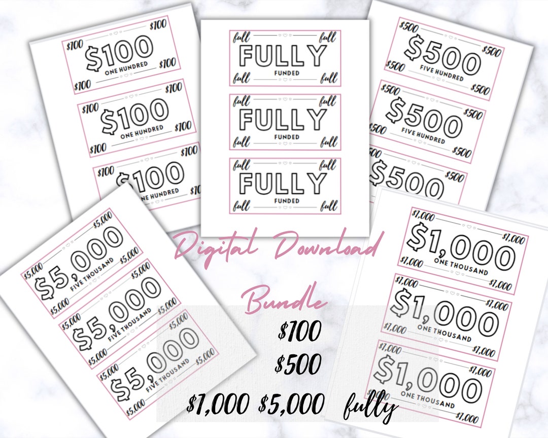 Money Placeholder Bundle, DIGITAL DOWNLOAD, Fake Money for Budgeting ...