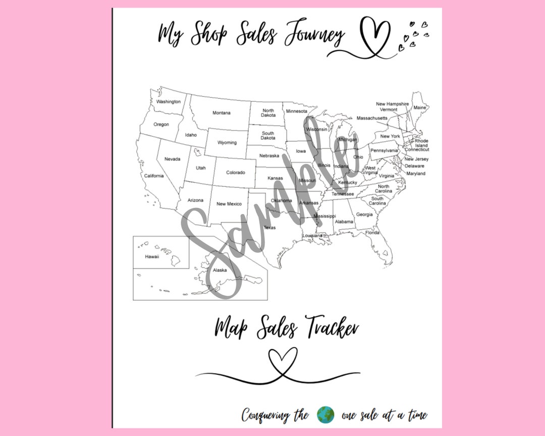 Etsy Sales - Shop Sales - Map Digital Download - Printable Sales Map - Etsy