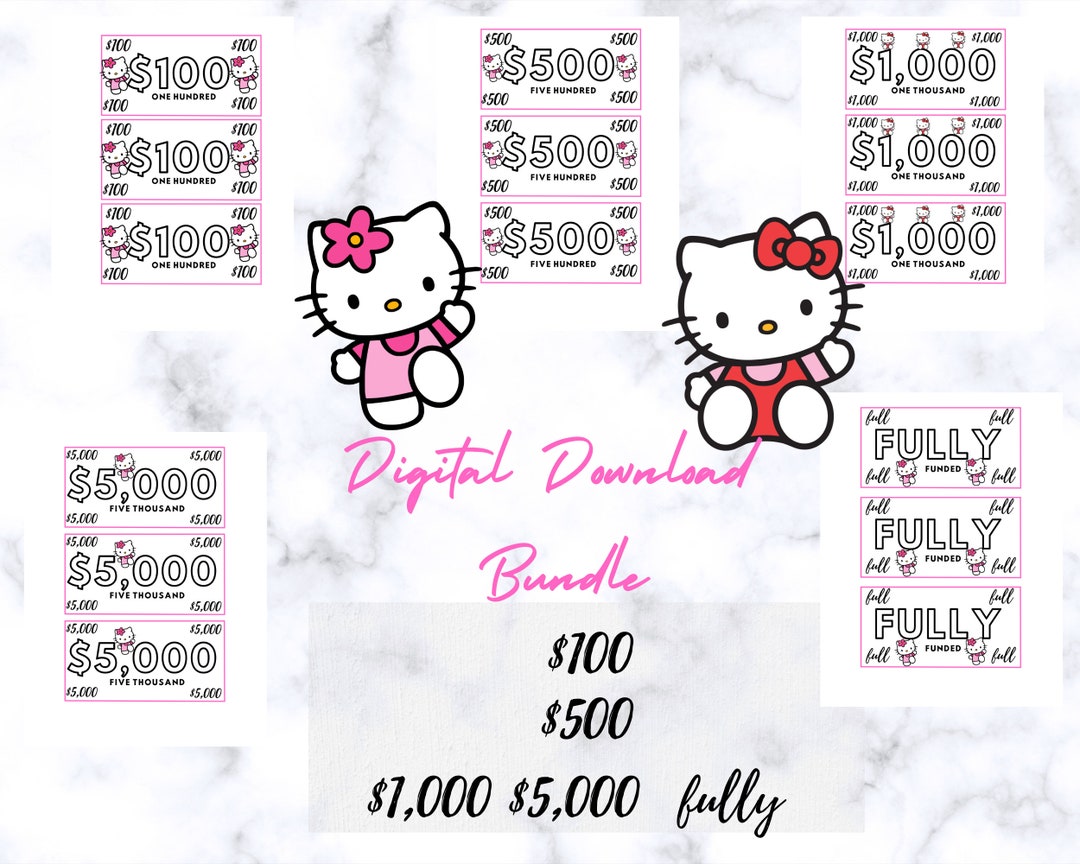 Kitty Money Placeholder Bundle, DIGITAL DOWNLOAD, Fake Money for ...