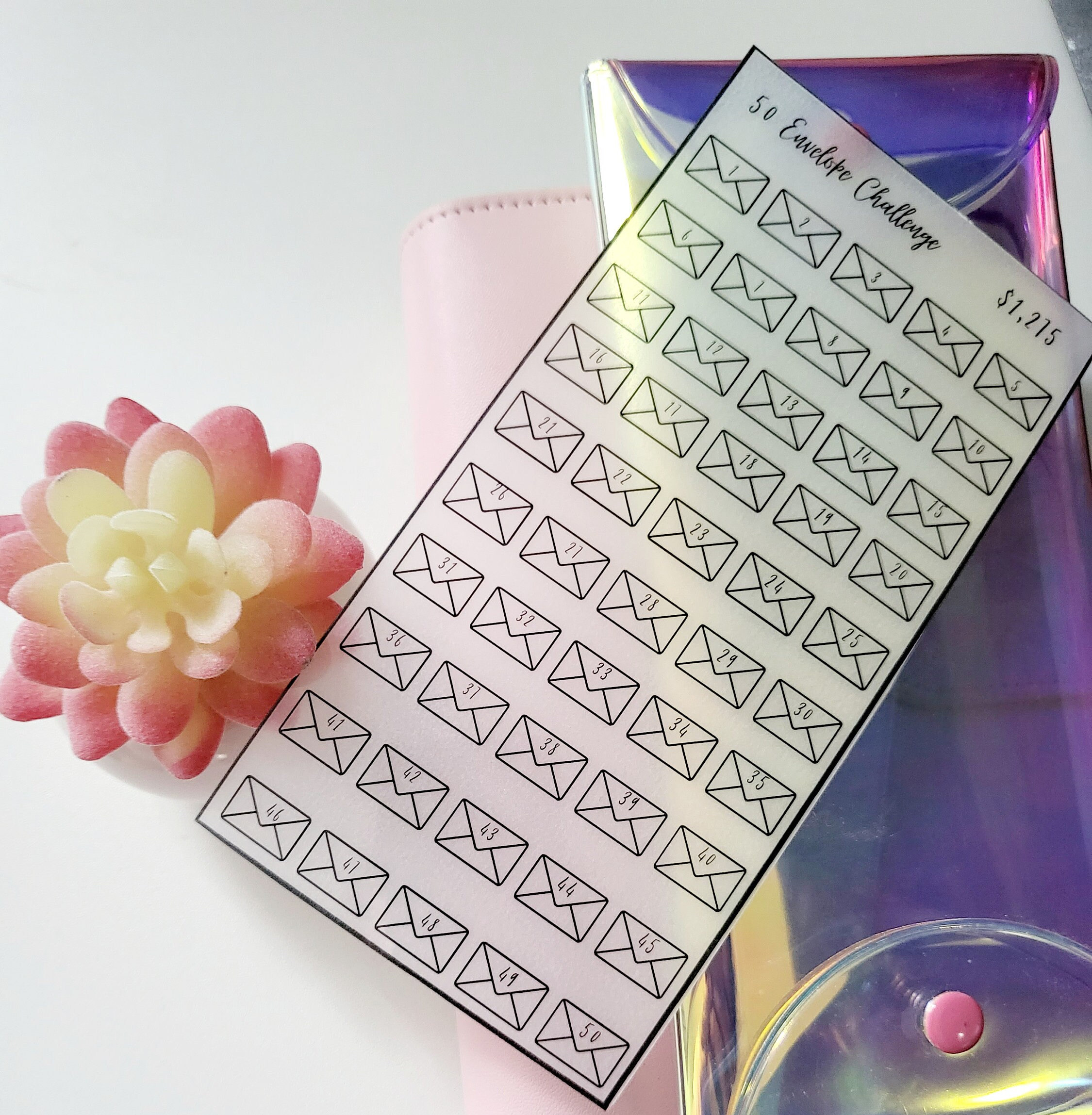 Matte Vellum 50 Envelope Laminated Savings Challenge - Etsy