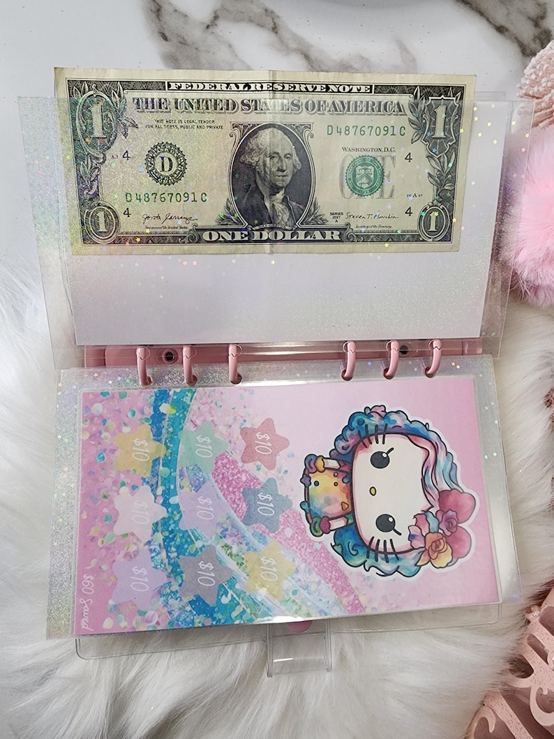 Hello Kitty Themed Savings Challenges Binder Holographic Overlay ...