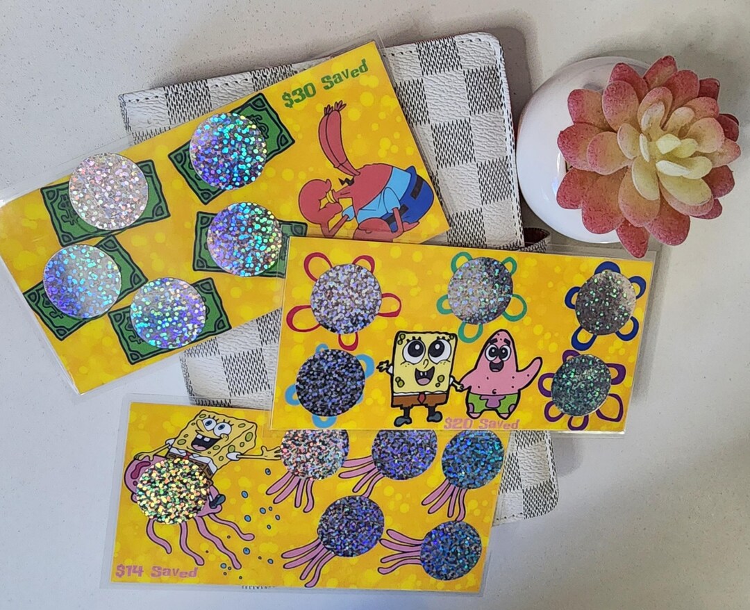 Spongeeebobb Bundle, Scratch Offs, Fun, A6 Size, Mini Saving Challenges ...