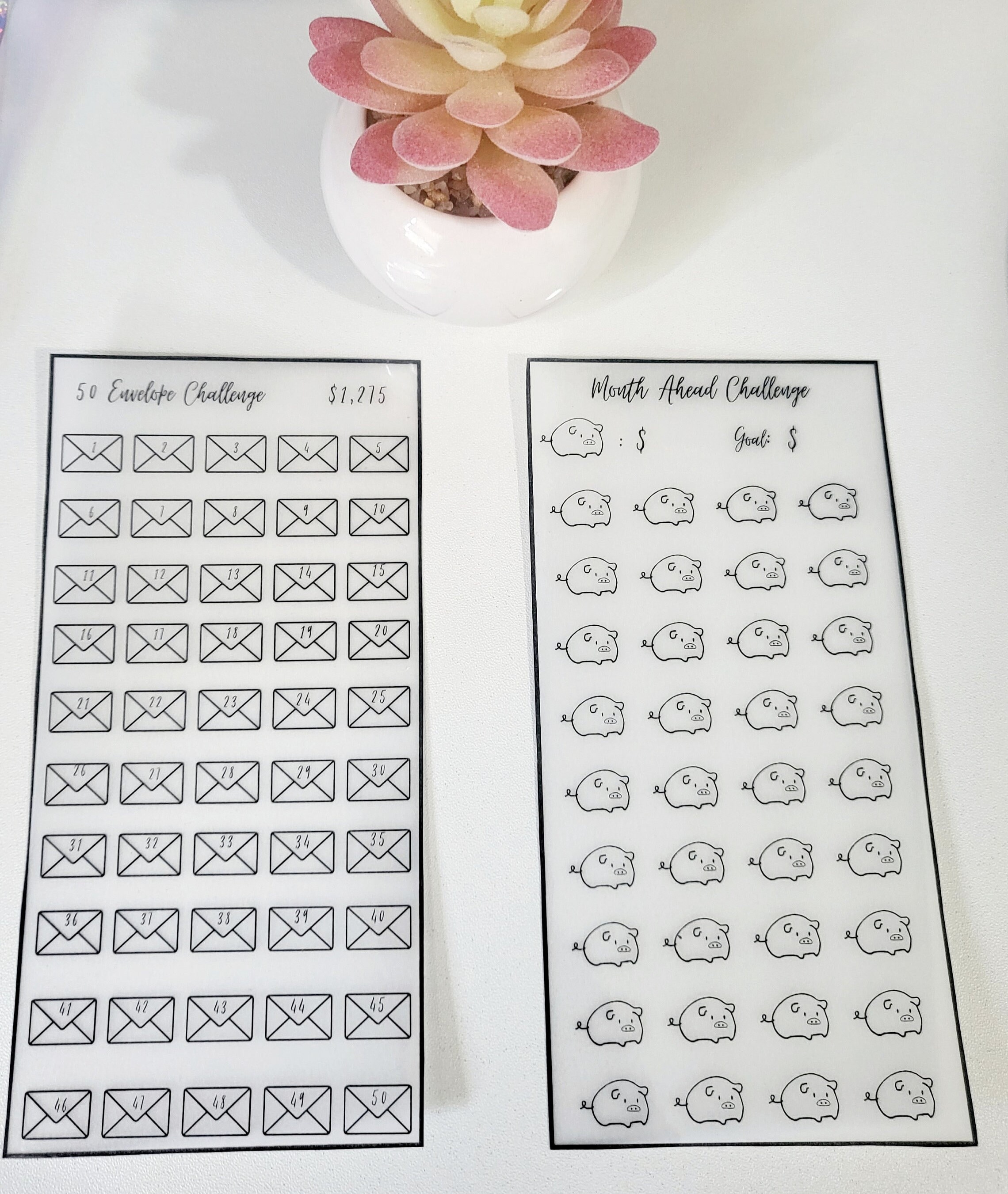 Matte Vellum 50 Envelope Laminated Savings Challenge - Etsy