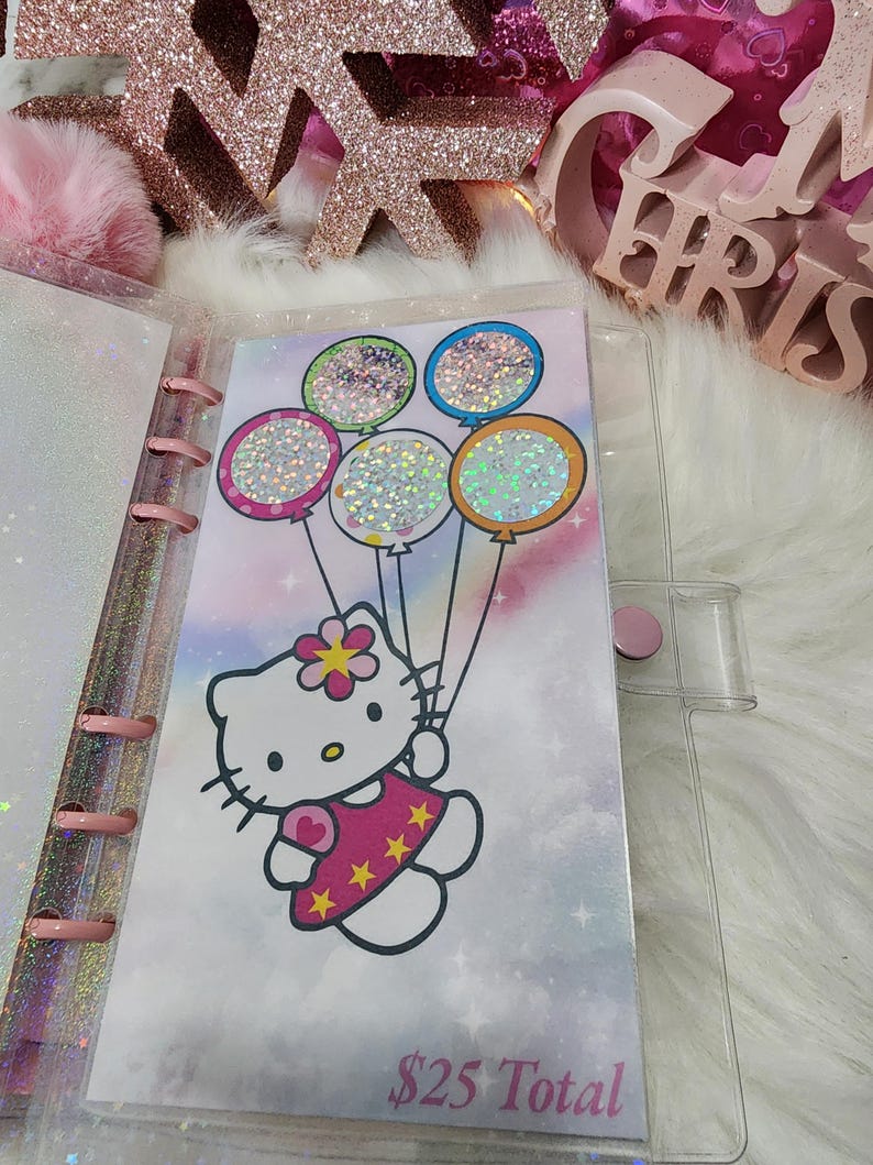 Hello Kitty Themed Savings Challenges Binder Holographic Overlay ...
