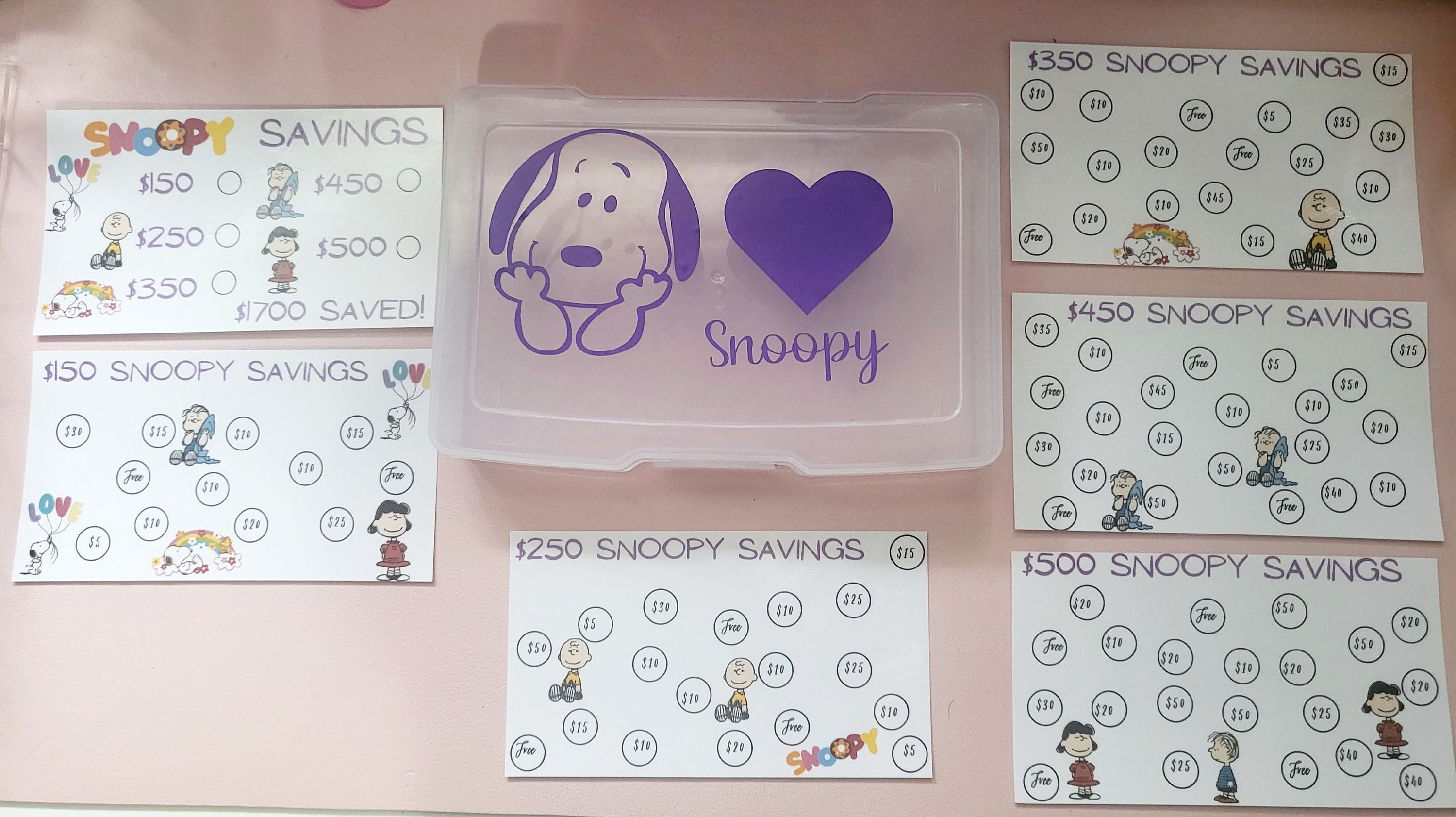 Snoopy Themed Savings Challenges Box Bundle 1700 Saved - Etsy