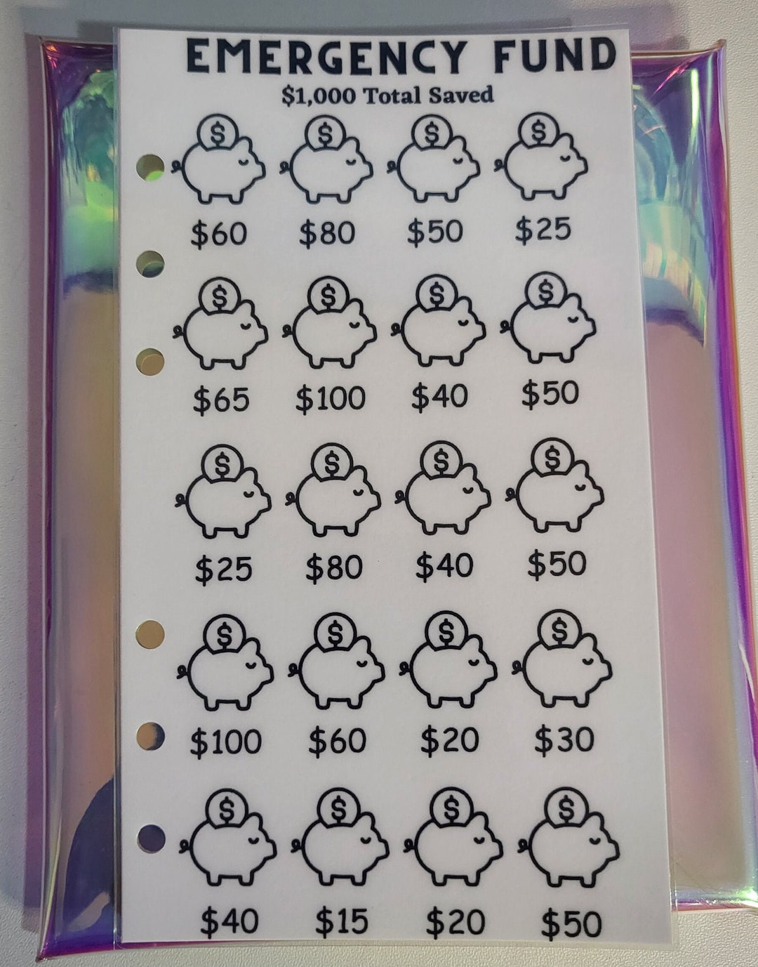 2024 Savings Challenges Laminated Hole Punched A6 Envelope Size Savings ...