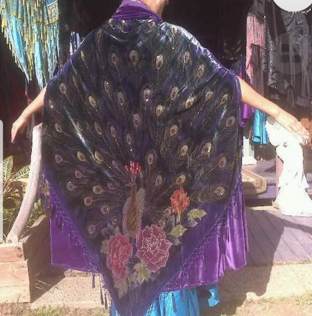 Beaded Velvet Peacock Cape - Etsy