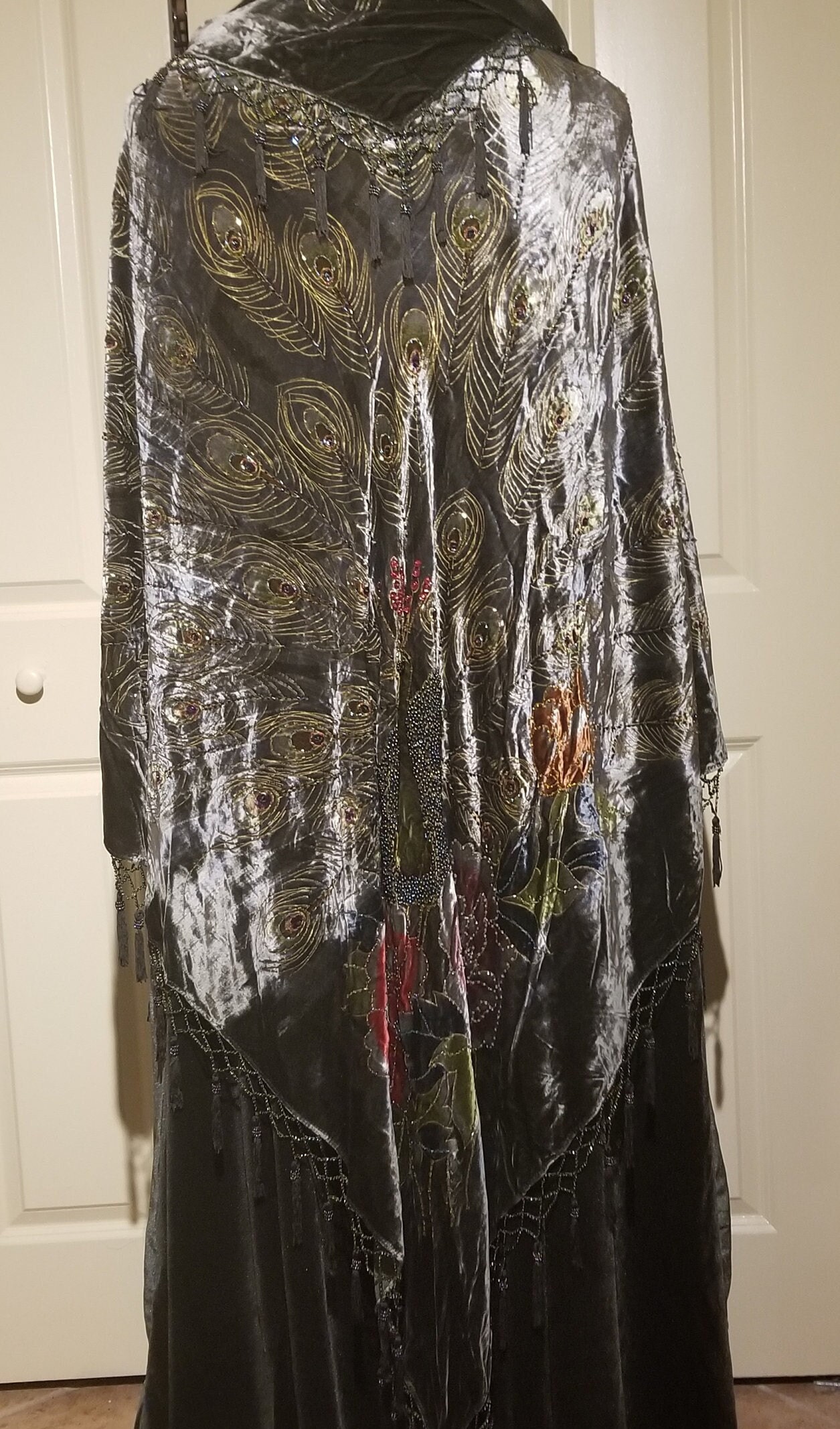 Beaded Velvet Peacock Cape - Etsy
