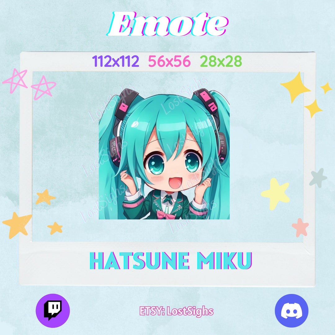 Cute Hatsune Miku Emote for Stream: Twitch, Discord, Kick, Youtube ...