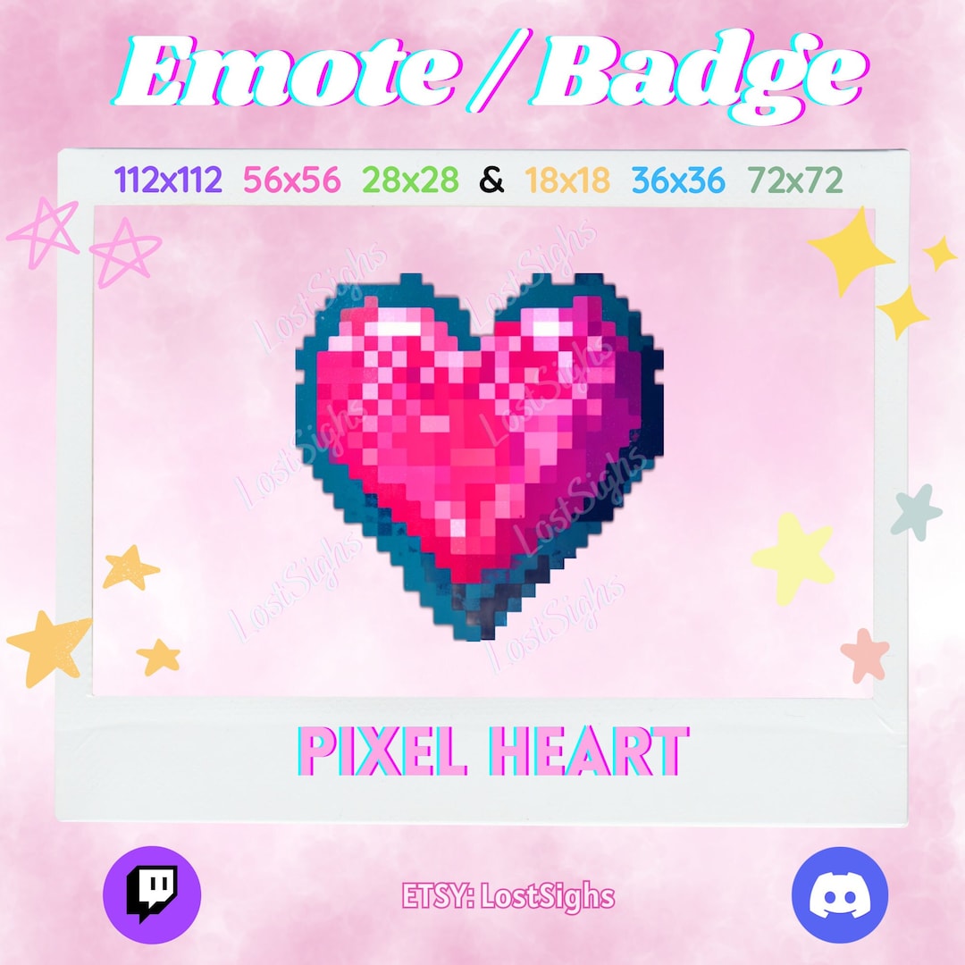 Pixel Heart Emote & Badge for Stream: Twitch, Discord, Kick, Youtube ...