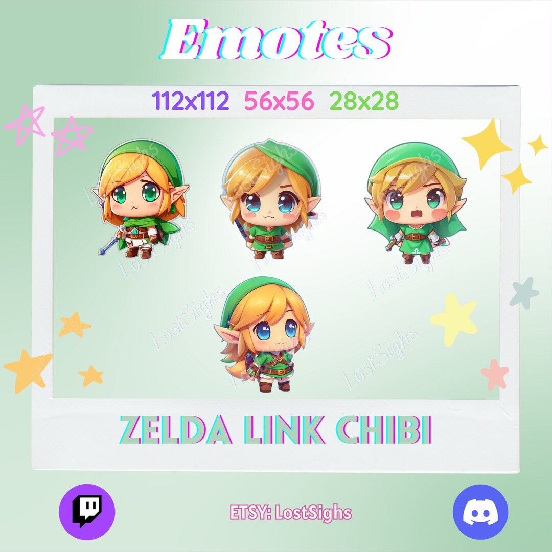 Zelda Link Chibi Emote Pack (4) for Stream - Twitch, Discord, Kick ...