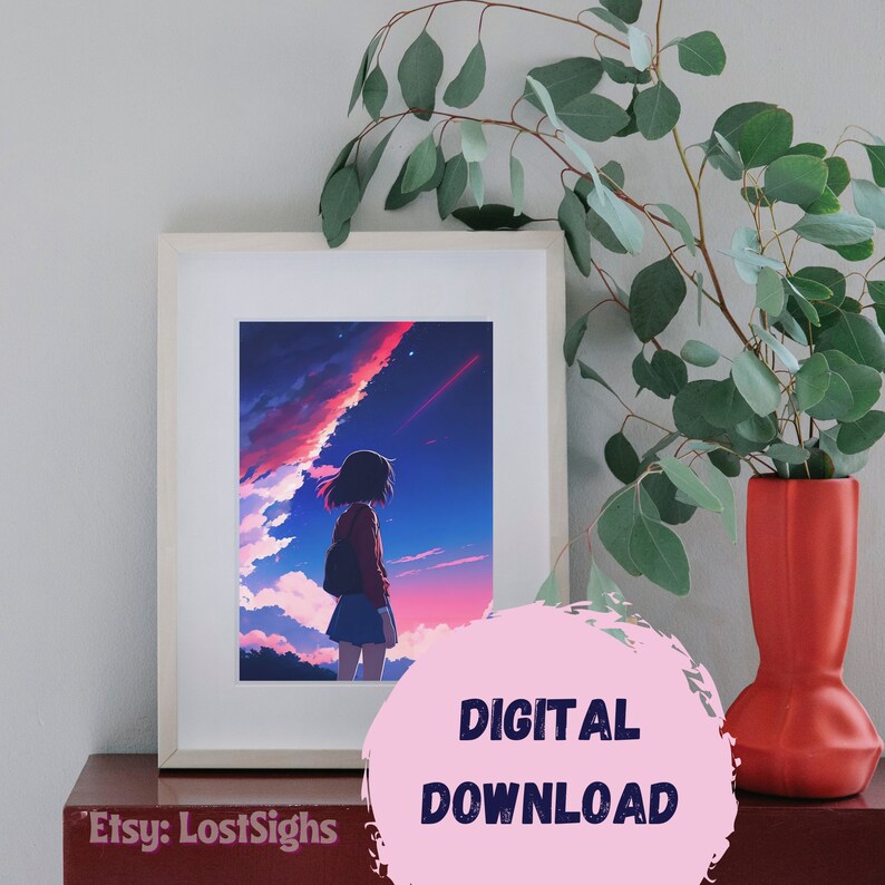 Anime Poster, Anime Girl, Your Name, Wall Art Printable, Manga, Kimi No ...