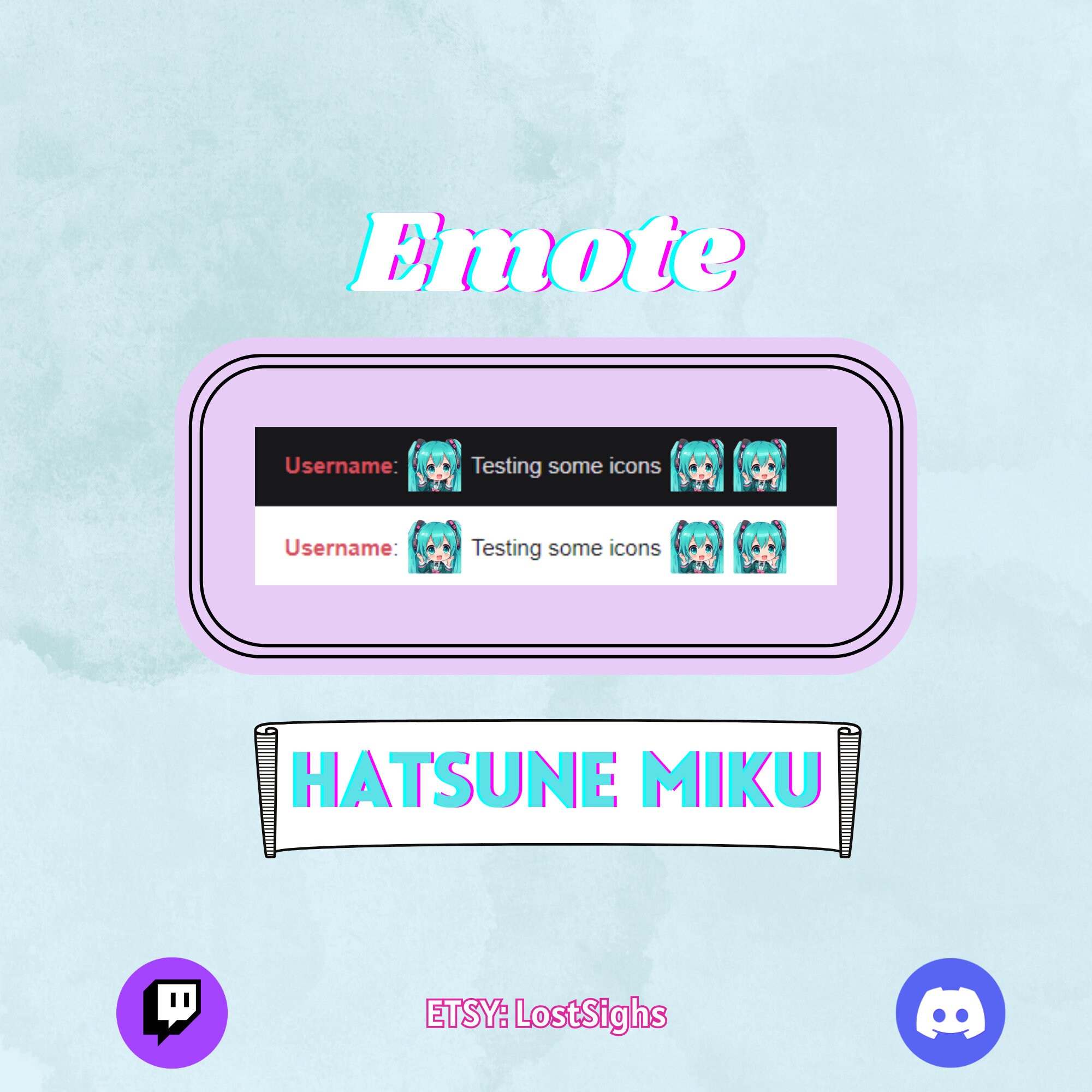 Cute Hatsune Miku Emote for Stream: Twitch, Discord, Kick, Youtube ...