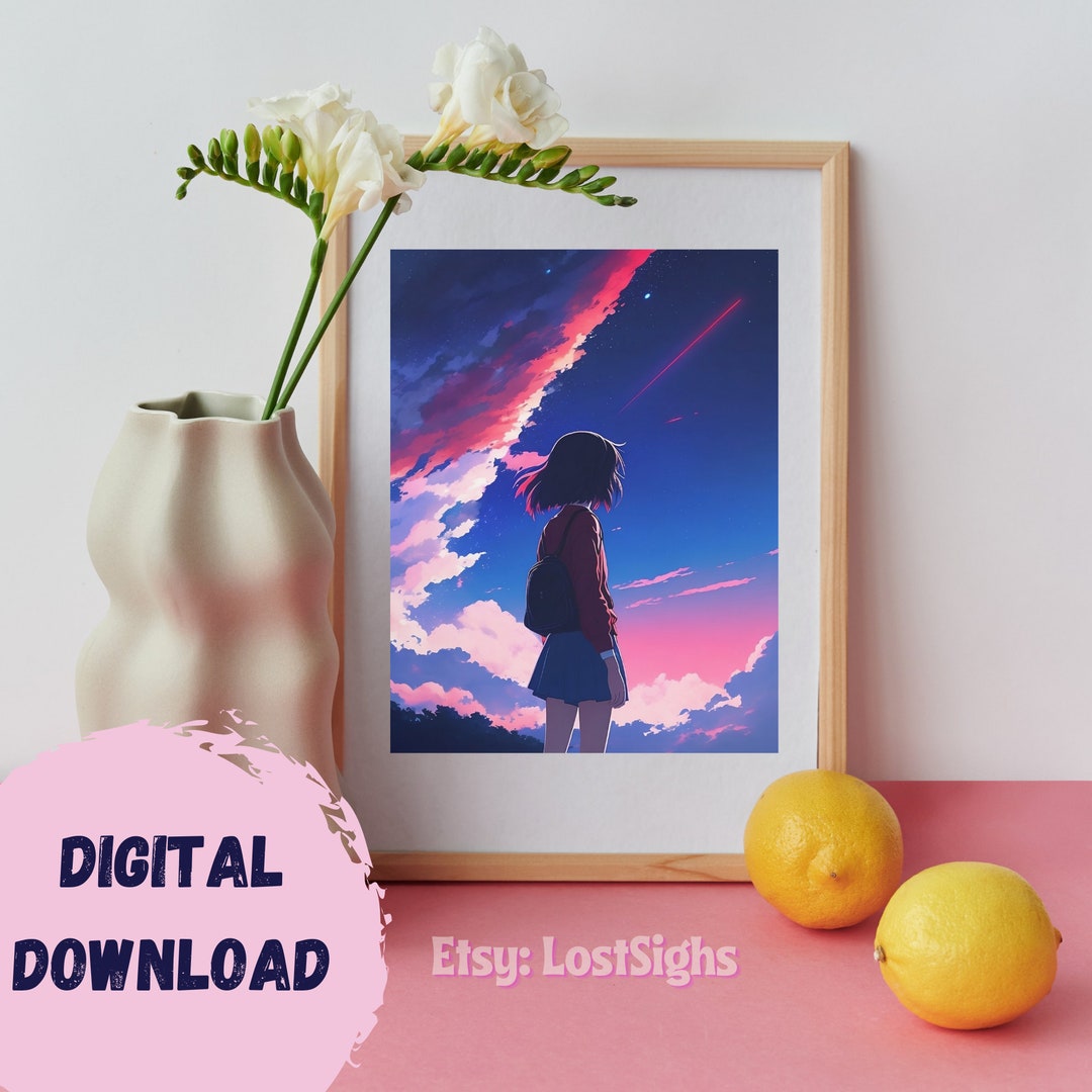 Anime Poster, Anime Girl, Your Name, Wall Art Printable, Manga, Kimi No ...