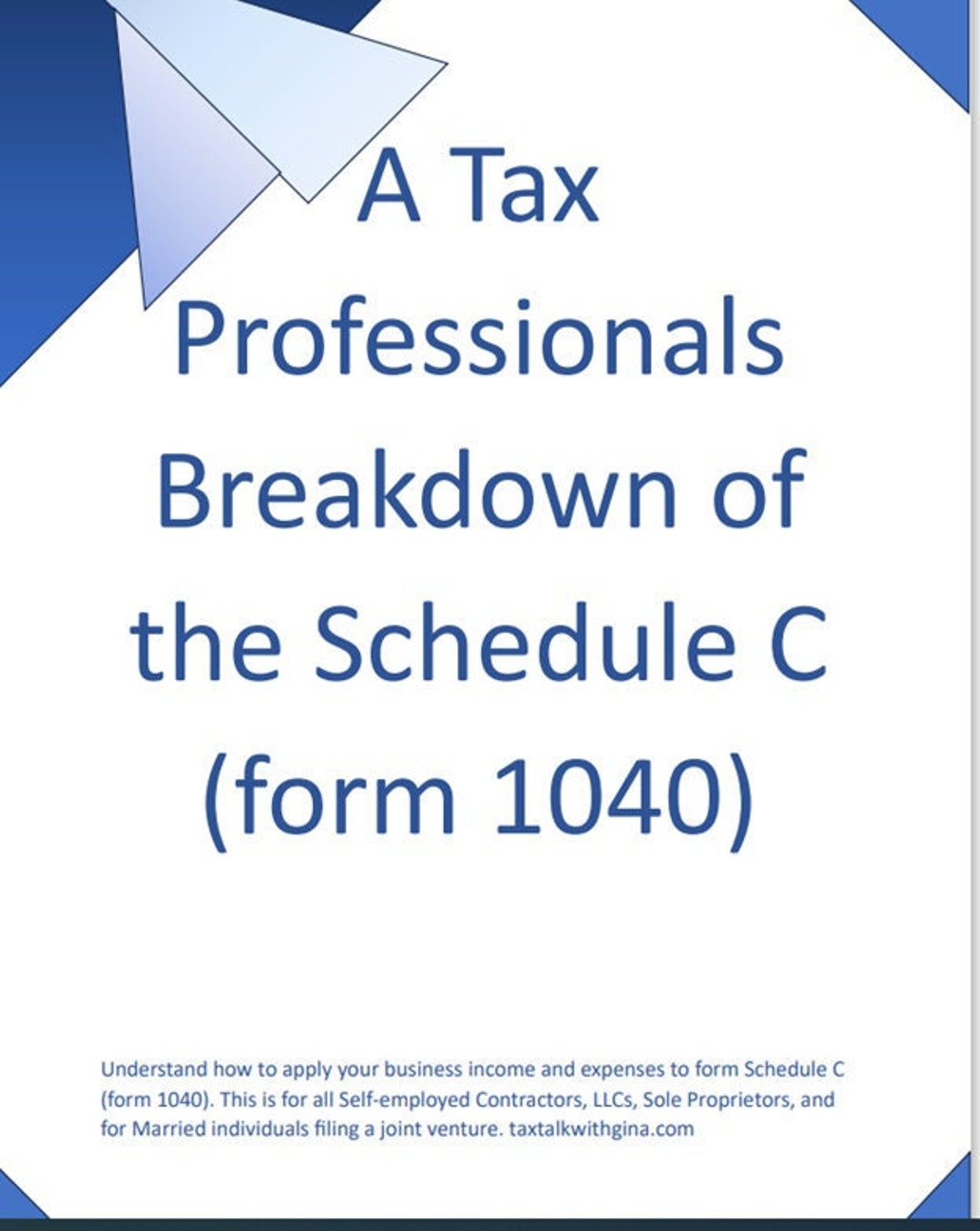 Walking Through the Form Schedule C form 1040 for Small Business Tax - Etsy