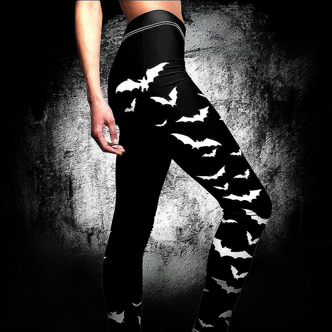 Bat Leggings, Black With White Print, Alt Clothing for Spooky Season ...