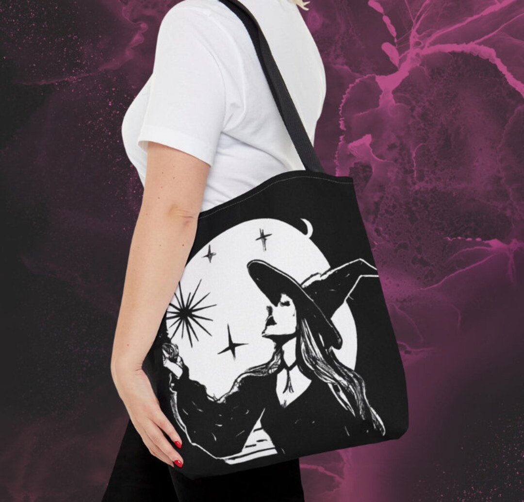 Witchy Tote Bag, Black and White Witch Bag, Gothic Accessories ...