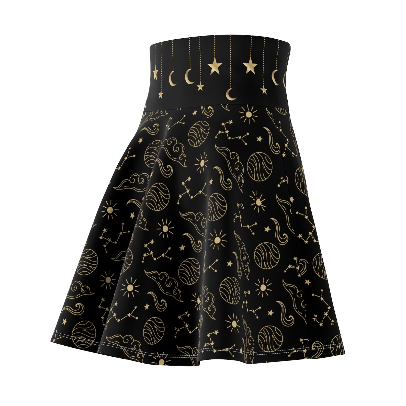 Constellation Circle Skirt, Women's Celestial High Waisted Skater Skirt ...