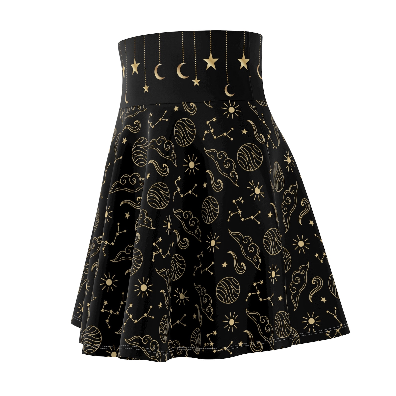 Constellation Circle Skirt, Women's Celestial High Waisted Skater Skirt ...