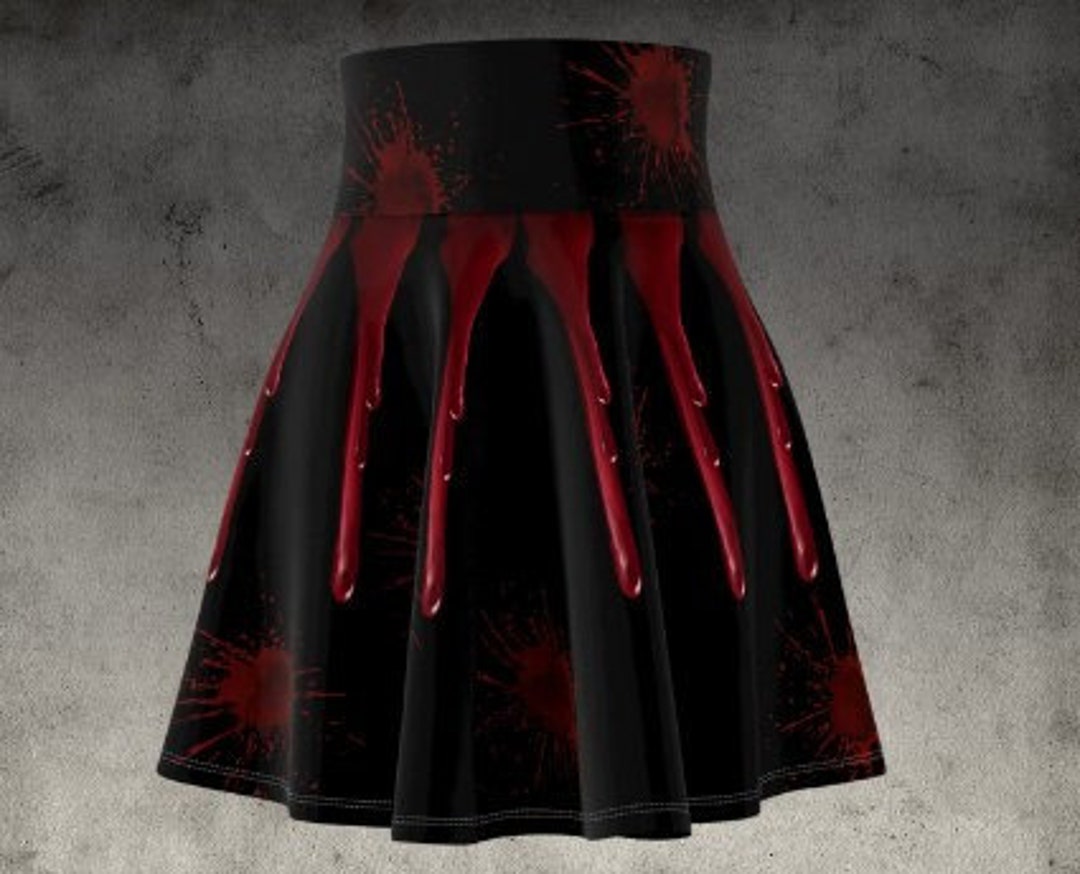 Horror Circle Skirt With Blood Drips and Splatter, Alt Goth Skater ...