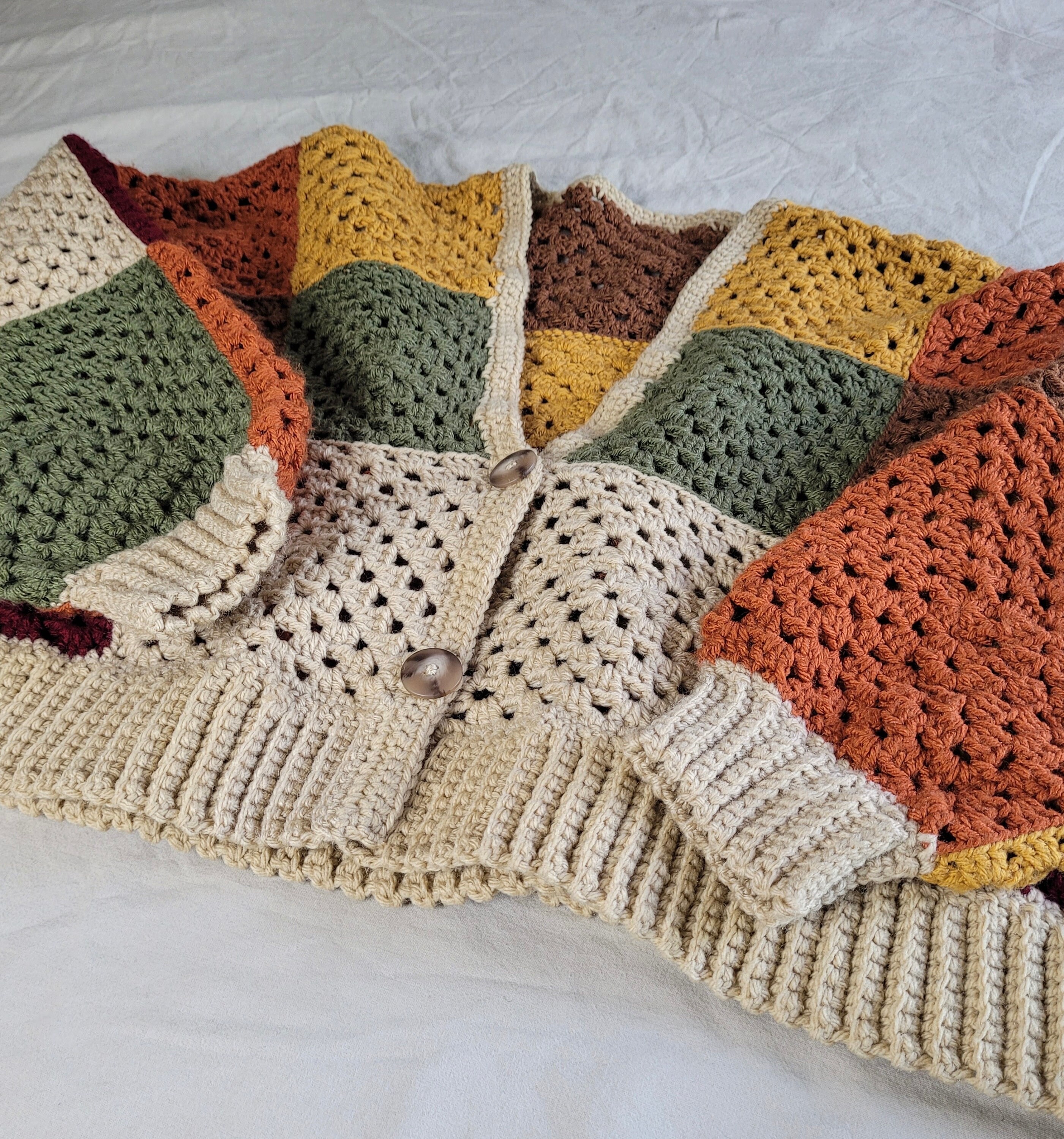 Crochet Handmade Granny Square Patchwork Y2K Oversized Colorful Fall ...