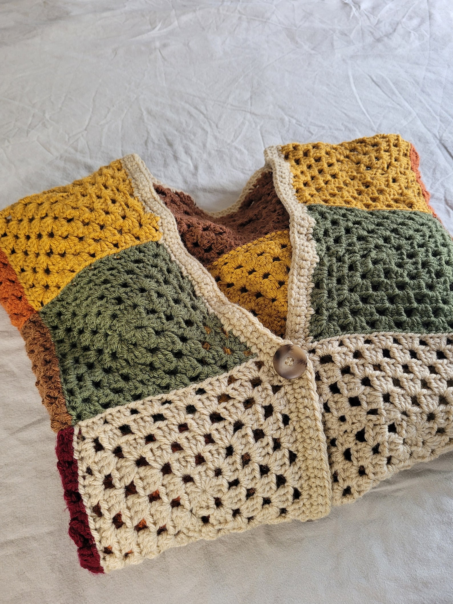 Crochet Handmade Granny Square Patchwork Y2K Oversized Colorful Fall ...
