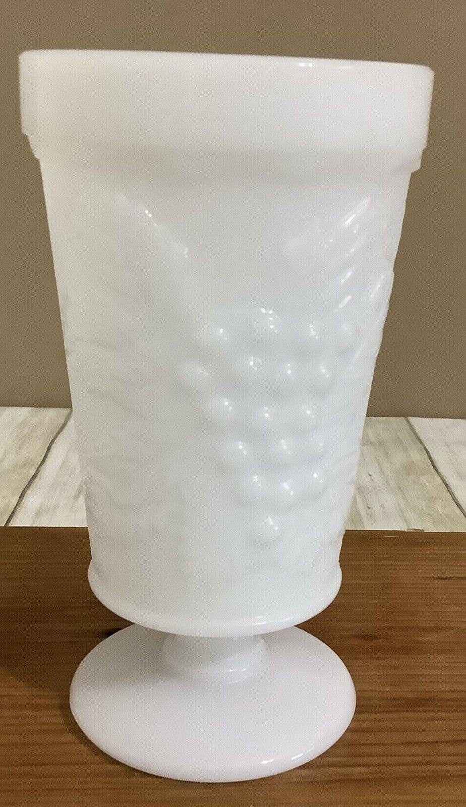 Vintage White Milk Glass Grape Pattern Footed Tall Goblet Wine Glass ...