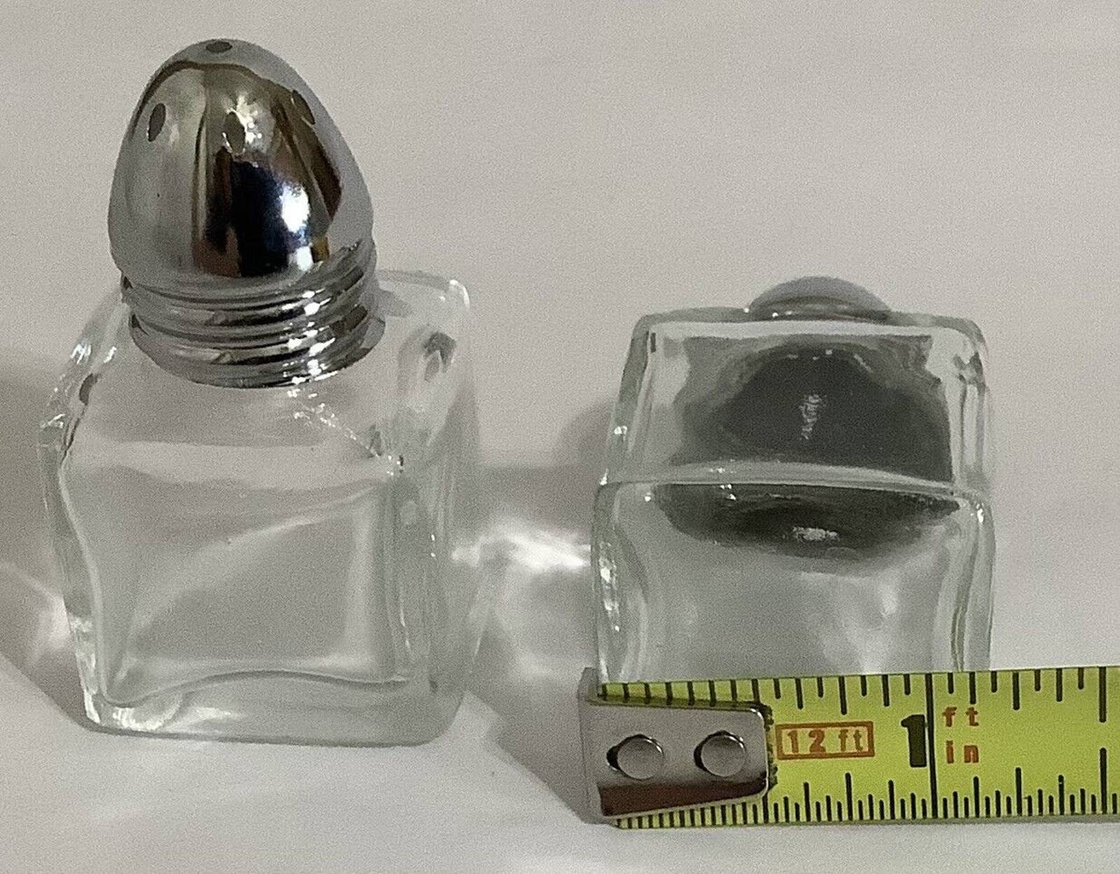 Small Glass Cube Salt & Pepper Shaker Set Modern Square Silver - Etsy