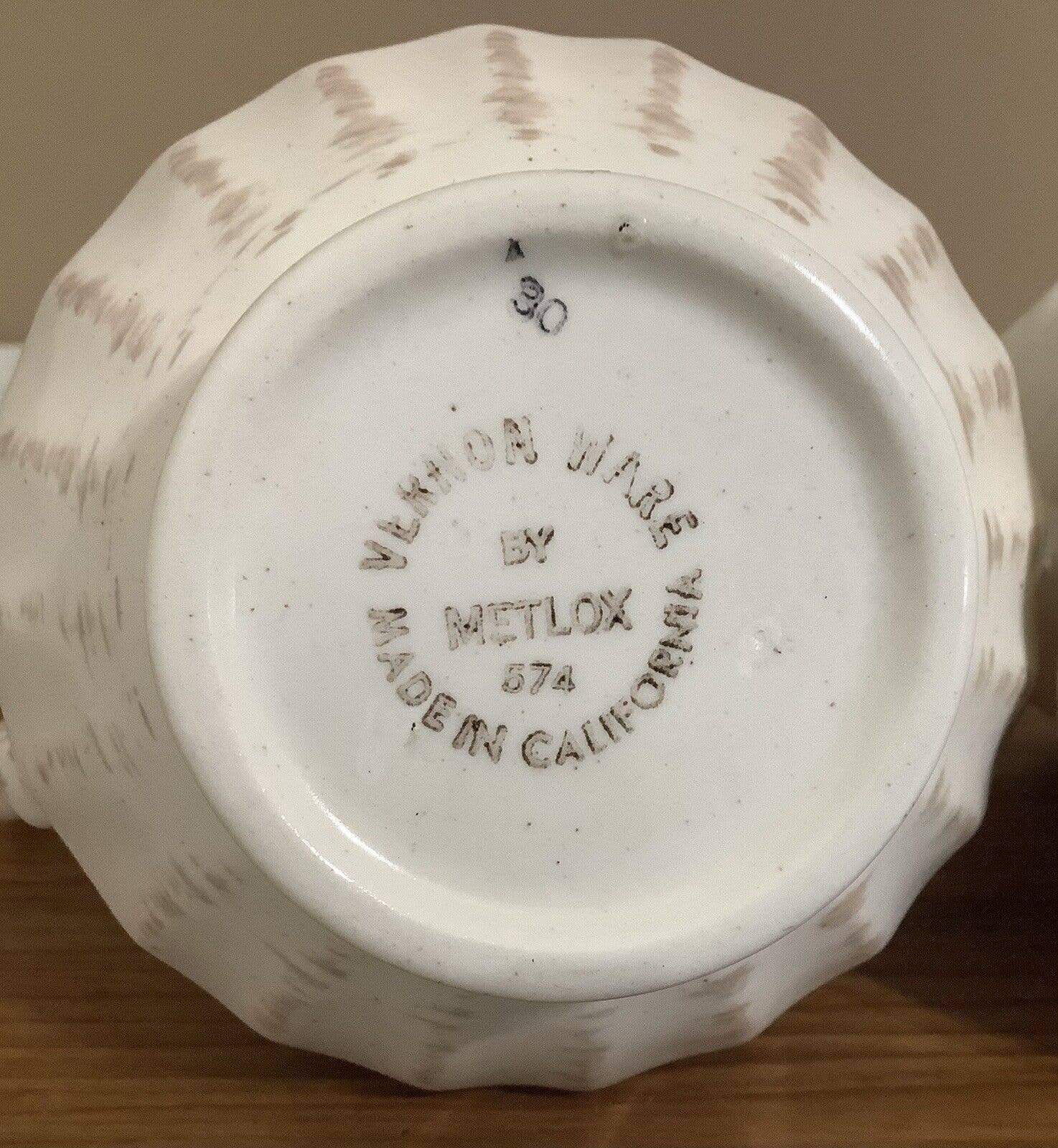 Vintage Vernon Ware by Metlox Fruit Basket Creamer and Mug San Fernando ...