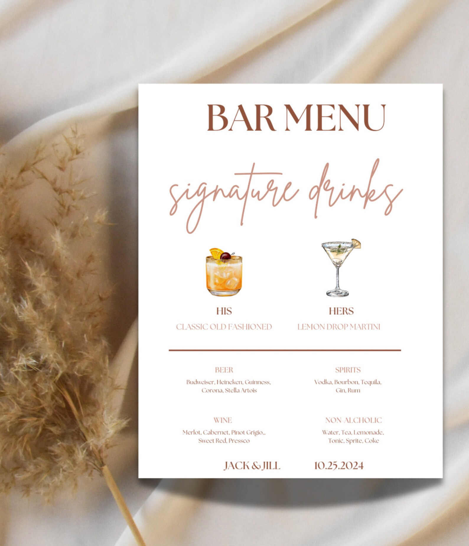 Modern Editable Drink Menu Template, Minimalist Printable Bar Menu ...