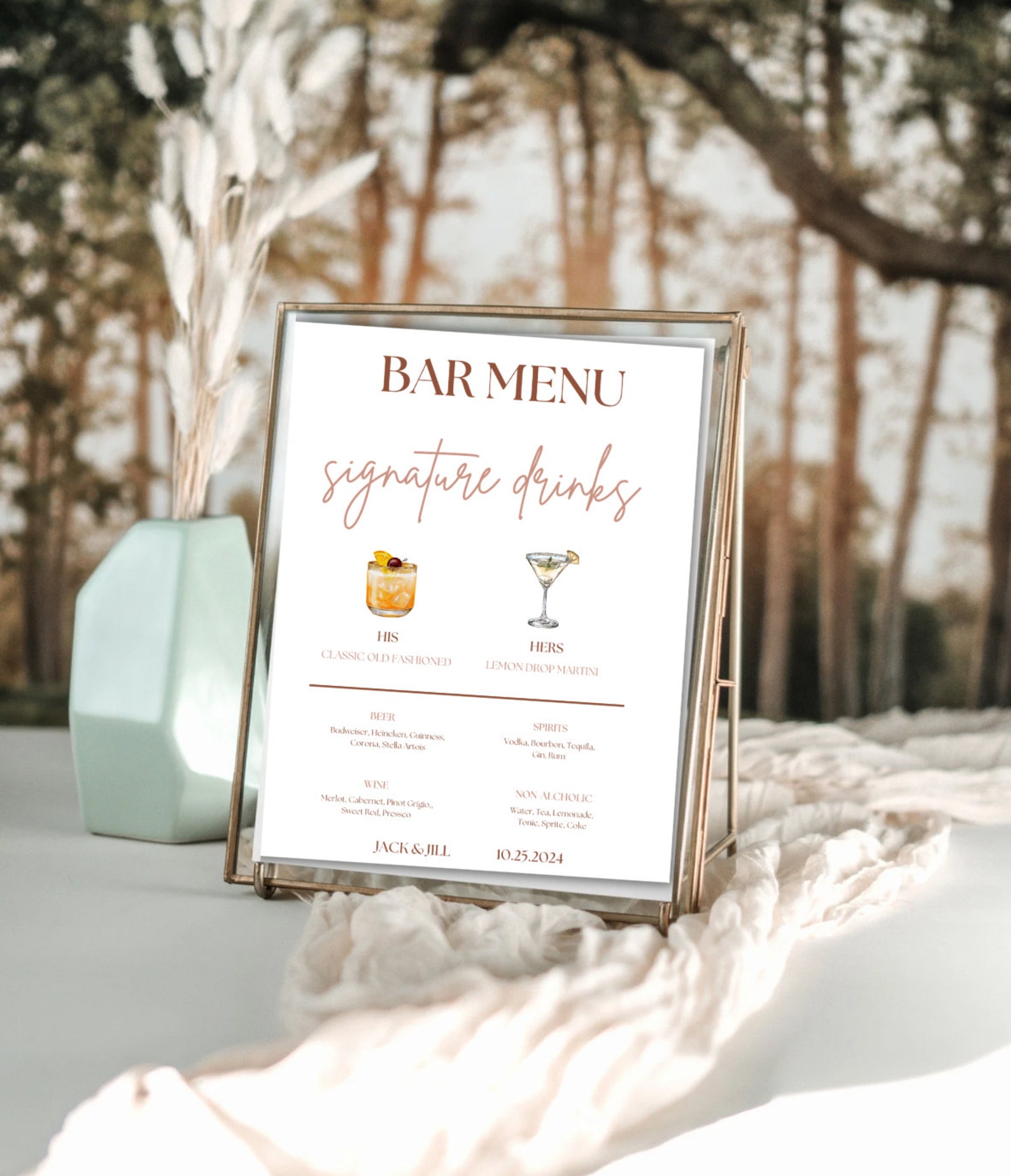 Modern Editable Drink Menu Template, Minimalist Printable Bar Menu ...
