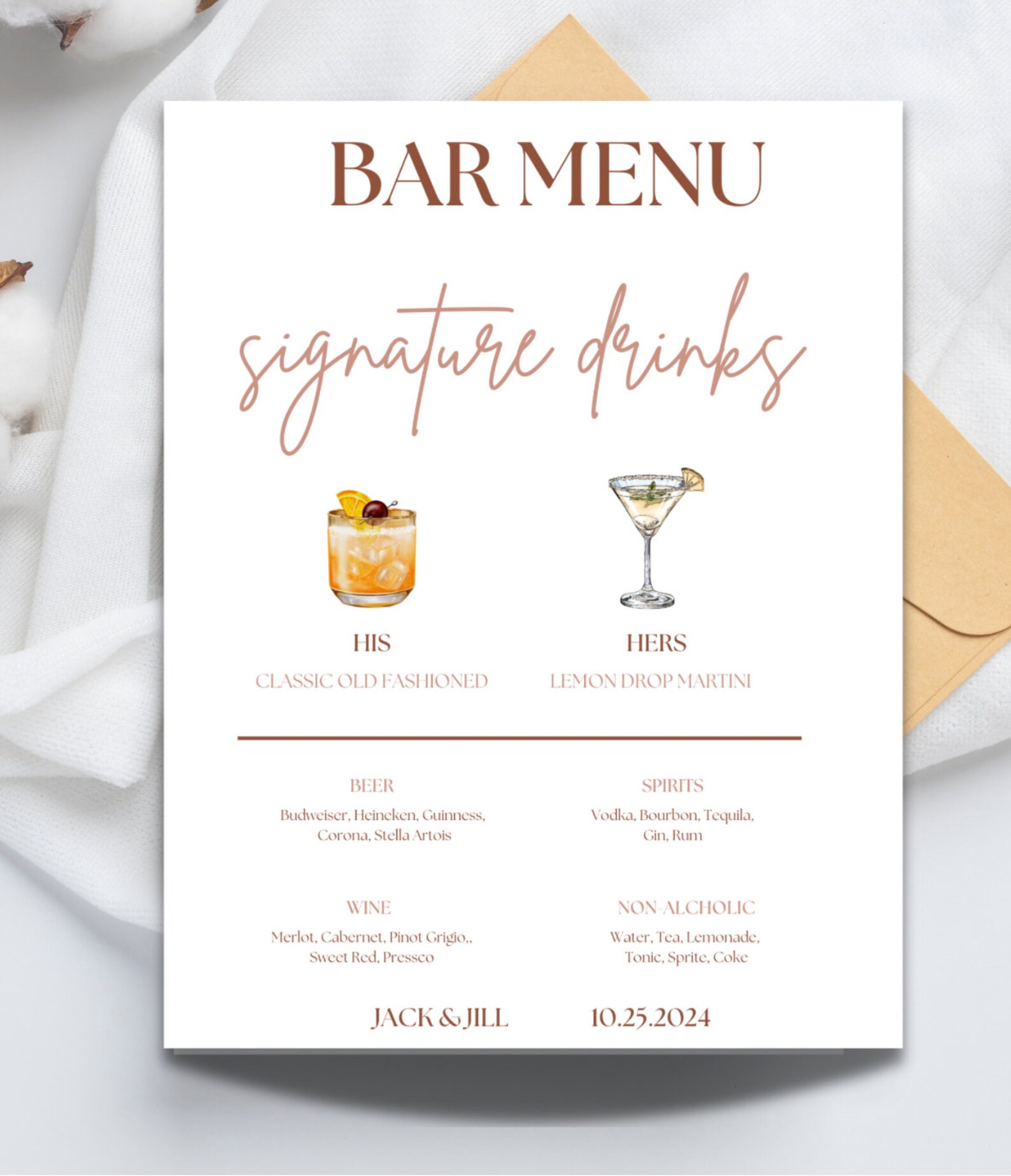 Modern Editable Drink Menu Template, Minimalist Printable Bar Menu ...