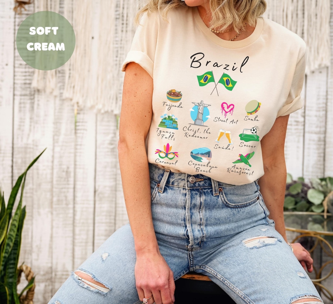 Brazil Shirt Brazilian Landmarks Souvenir Tee and Gift, Rio De Janeiro ...