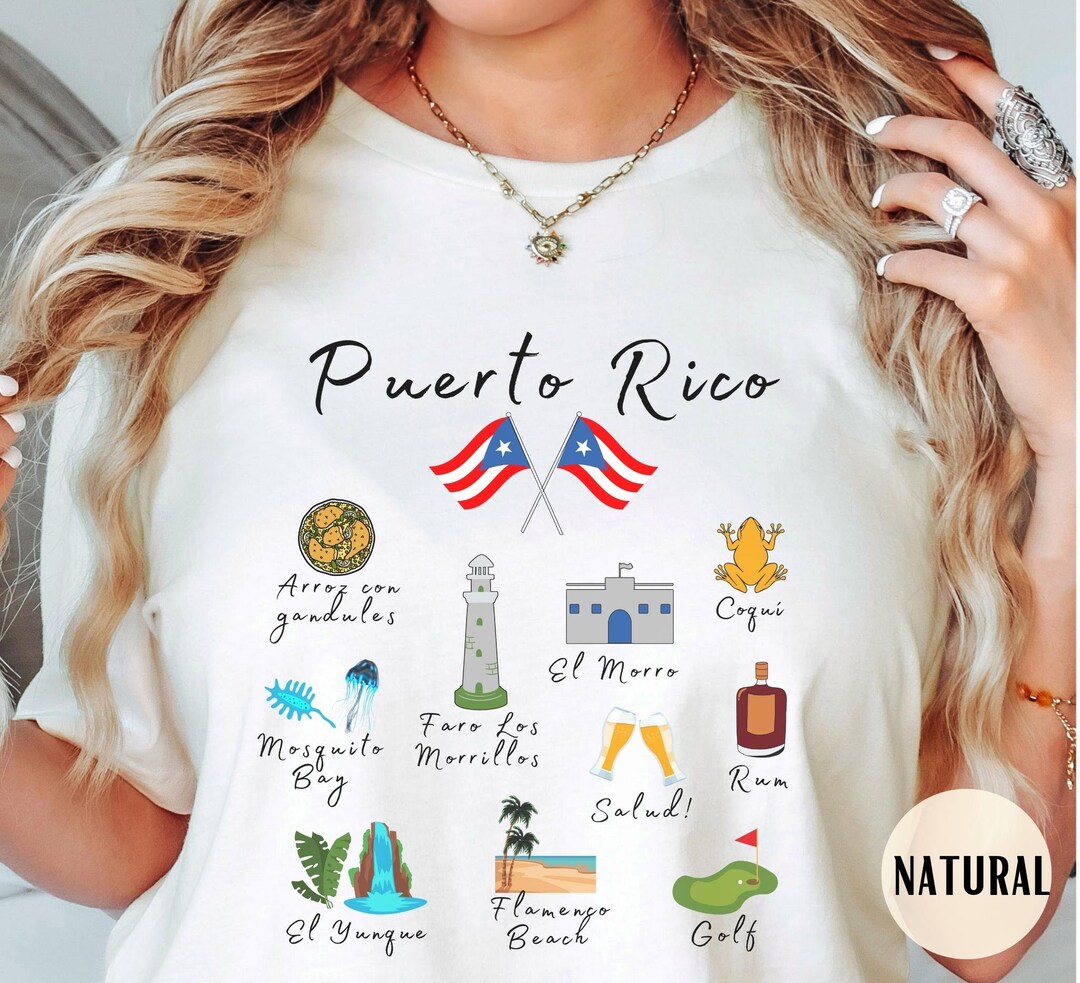 Puerto Rico Shirt | Puerto Rican Gems & Landmarks Souvenir Tee and Gift ...