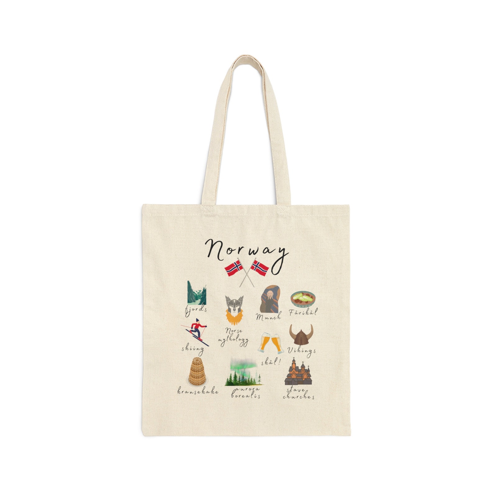 Norway Canvas Tote Bag | Norway Tourist and Souvenir Tote, Norwegian ...