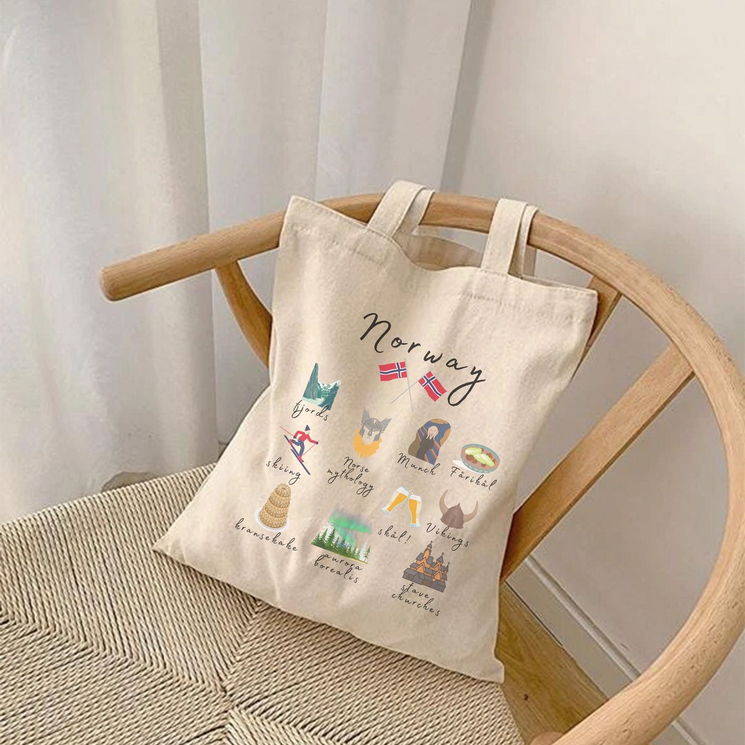 Norway Canvas Tote Bag | Norway Tourist and Souvenir Tote, Norwegian ...