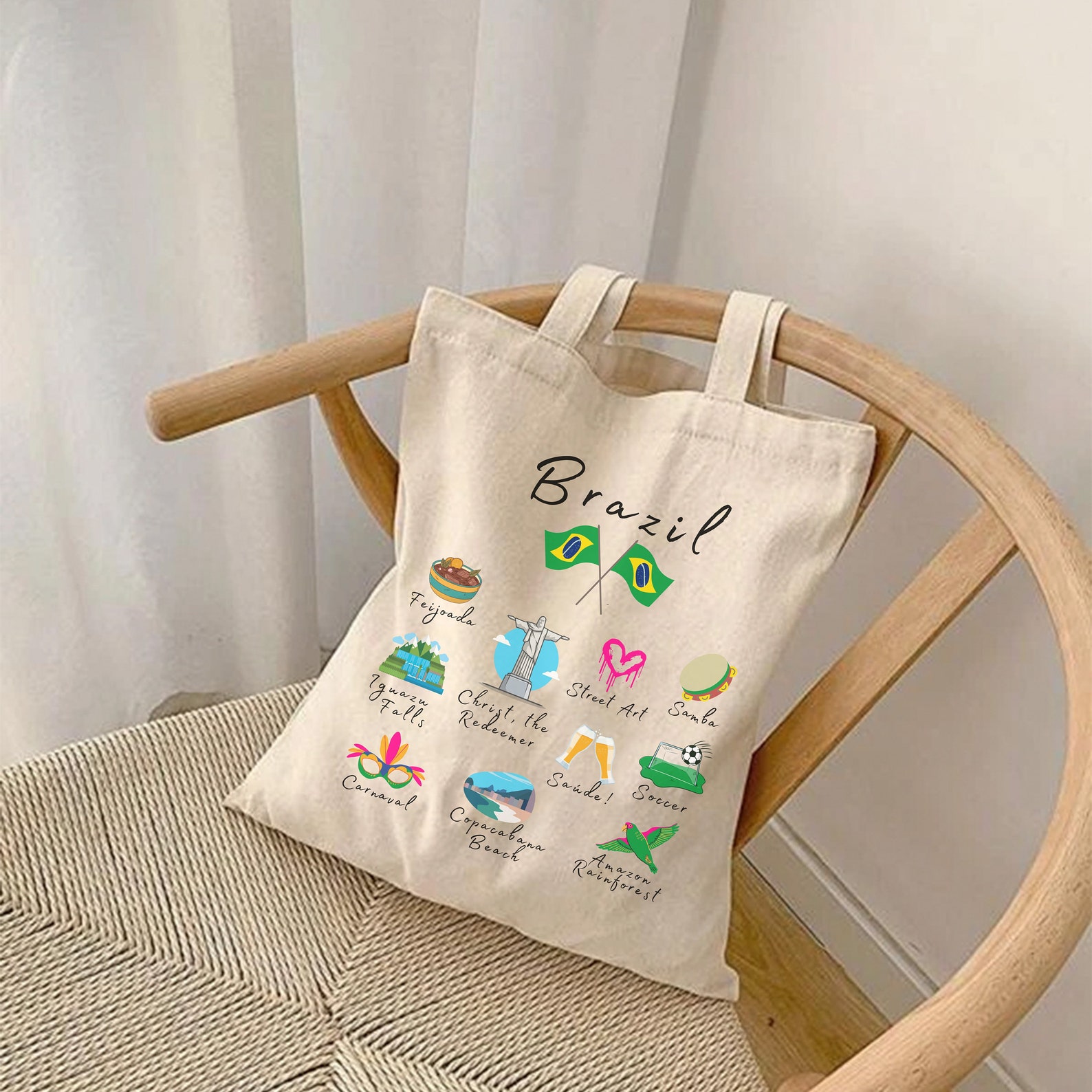 Brazil Canvas Tote Bag | Brazil Tourist and Souvenir Tote, Brazilian ...
