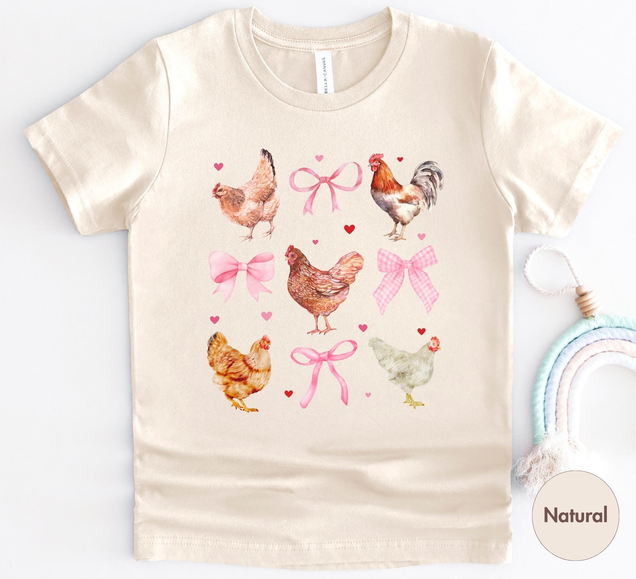 Toddler Chicken Shirt, Kids Valentine's Day Coquette Chickens T-shirt ...