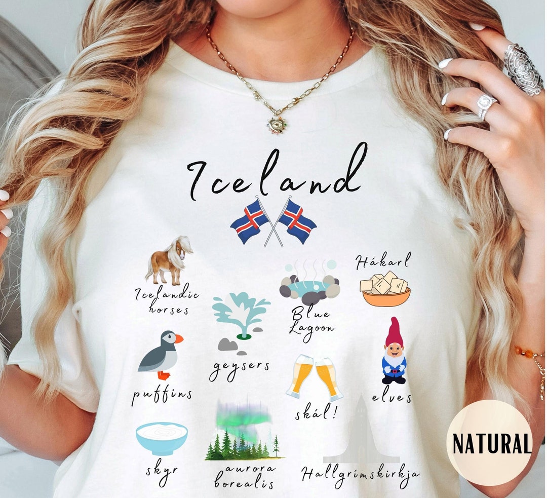 Iceland Shirt | Icelandic Gems & Landmarks Souvenir Tee and Gift ...