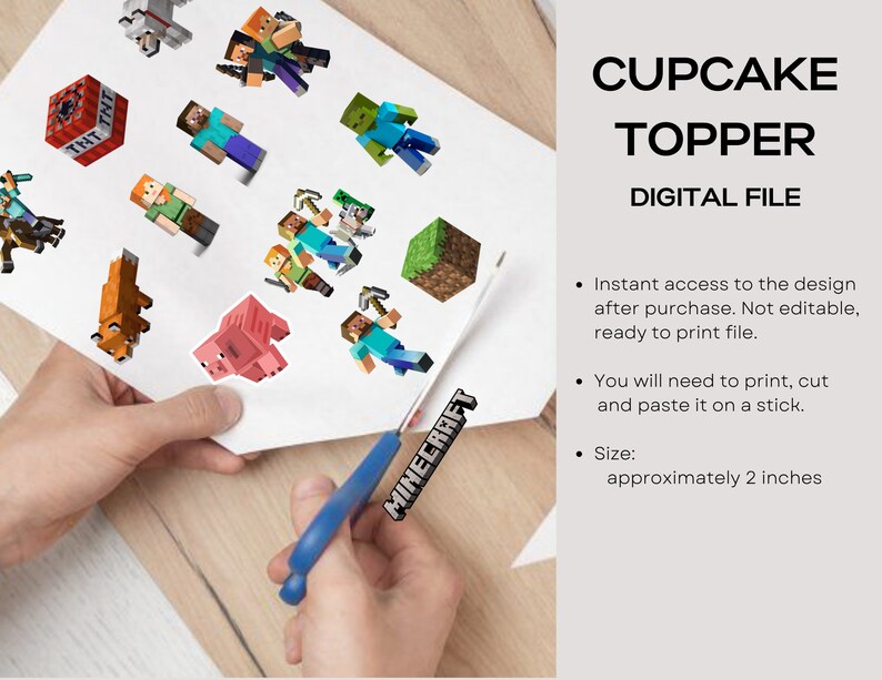 Minecraft Cupcake Topper, Minecraft Party, Minecraft Birthday - Etsy