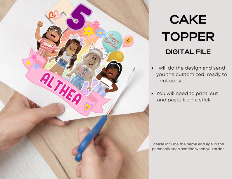 Roblox Girl Cake Topper Roblox Party Girl Roblox Birthday - Etsy