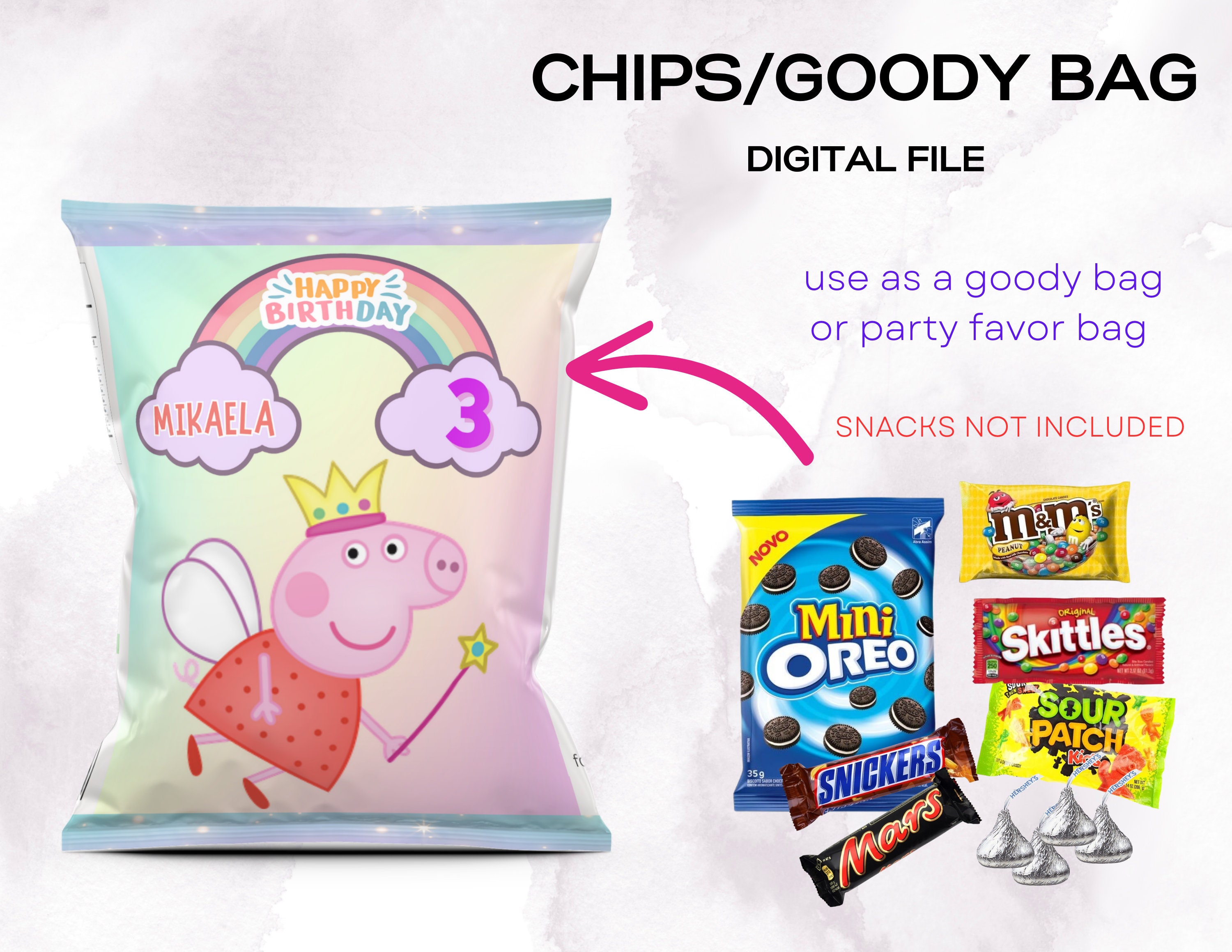 Pig Chips Bag Pig Party Favor Bag Pig Birthday Party - Etsy