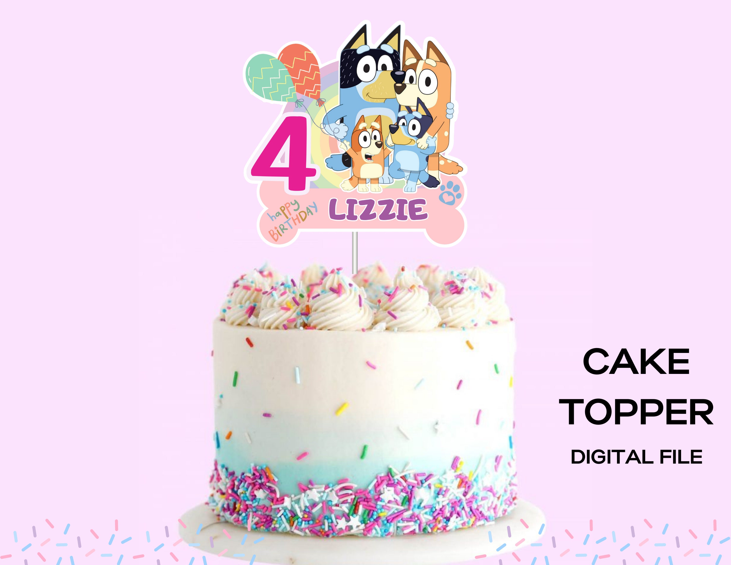 Blue Dog Cake Topper Bluey Cake Topper Dog Birthday Party - Etsy