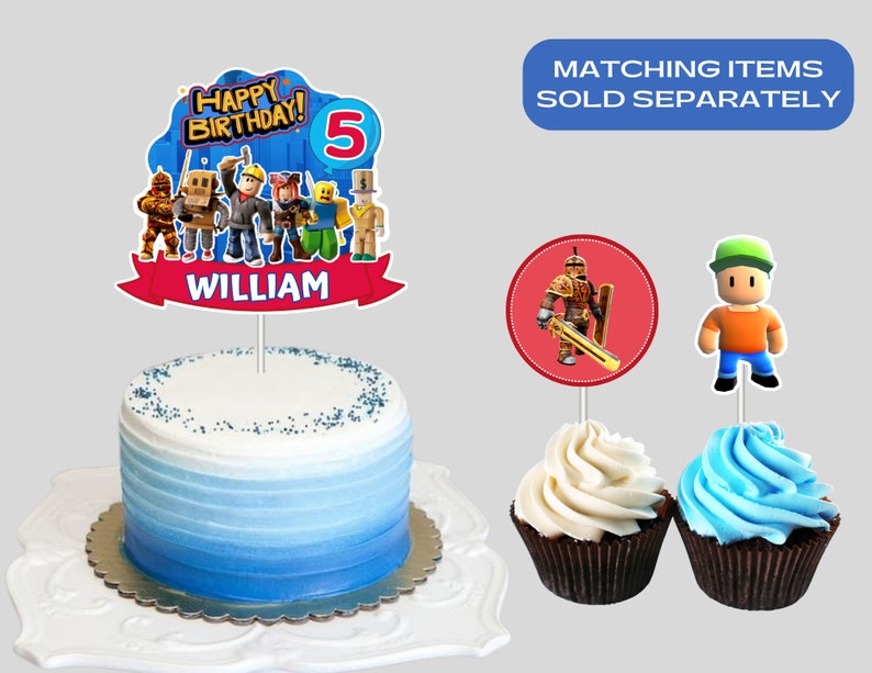 Roblox Cake Topper Roblox Party Roblox Birthday - Etsy
