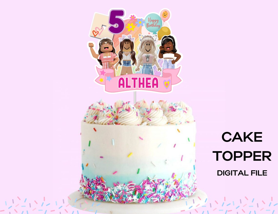 Roblox Girl Cake Topper, Roblox Party, Girl Roblox Birthday - Etsy